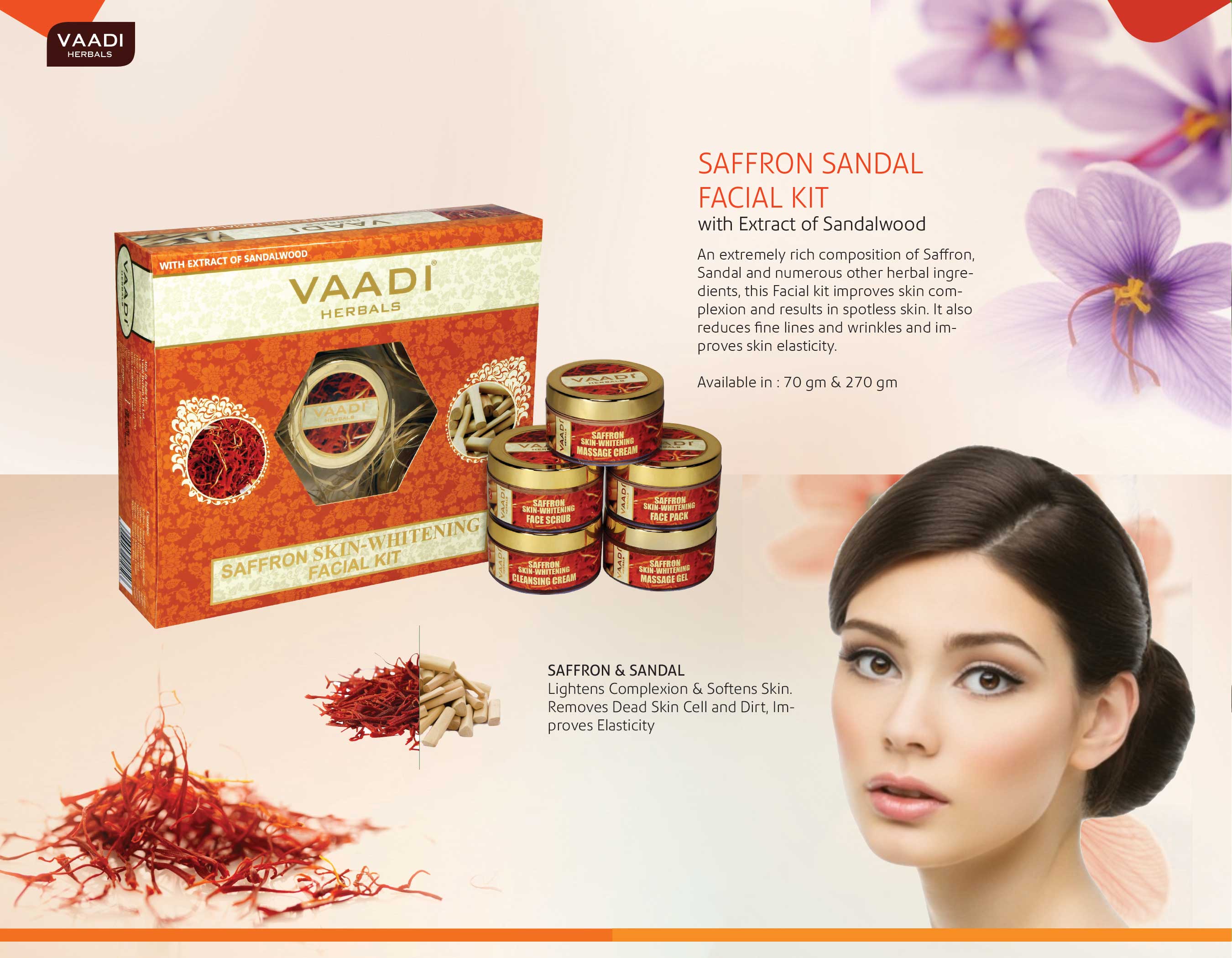 Saffron Skin-Whitening Facial Kit With Sandalwood Extract (270 gms ...